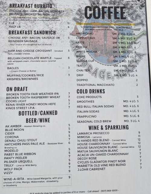 AK Alchemist Coffee menu in Anchorage, Alaska, USA