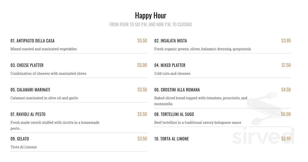 Firenze menu in Bellevue, Washington, USA