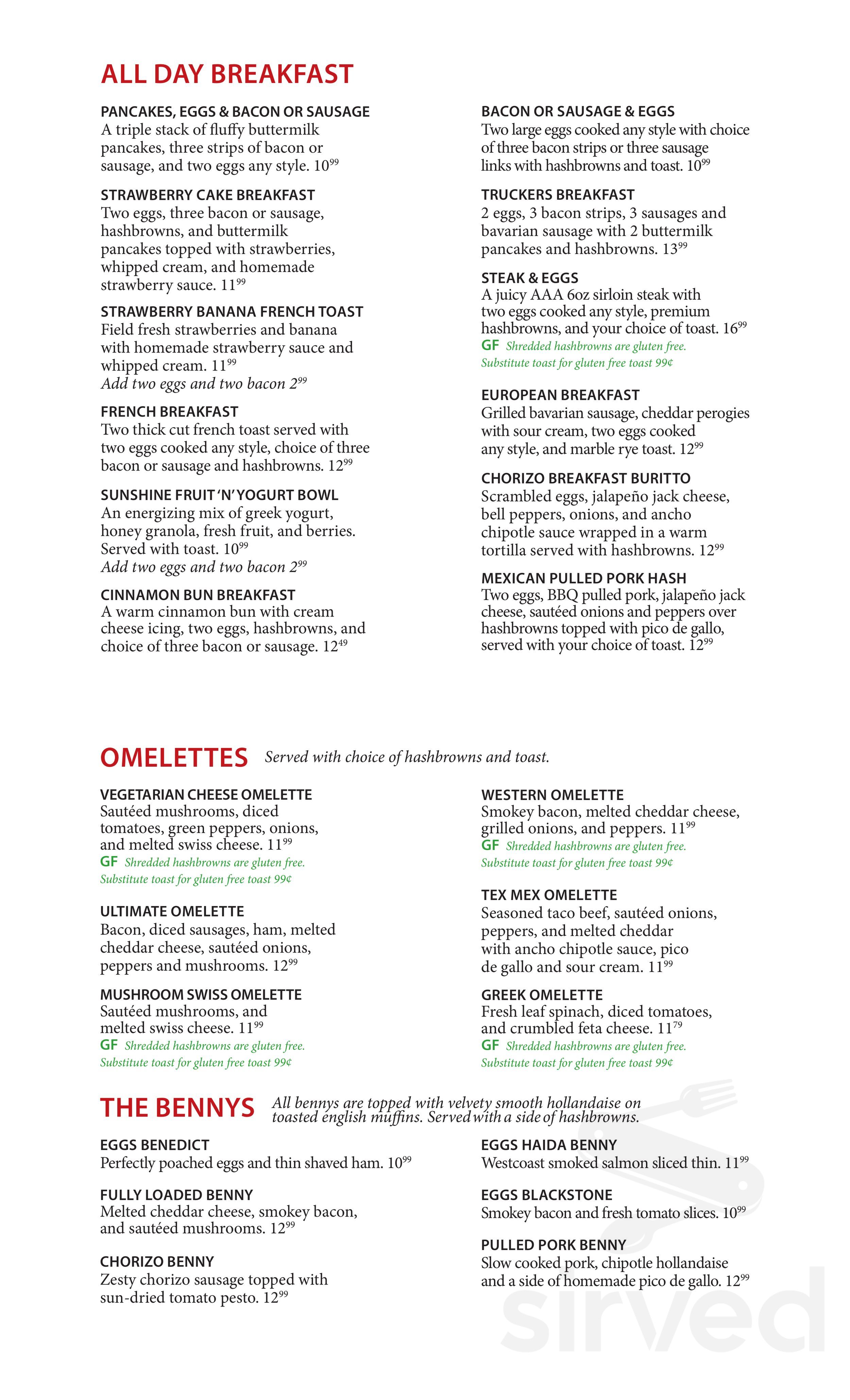 The Coquitlam Grill menu in Coquitlam, British Columbia, Canada