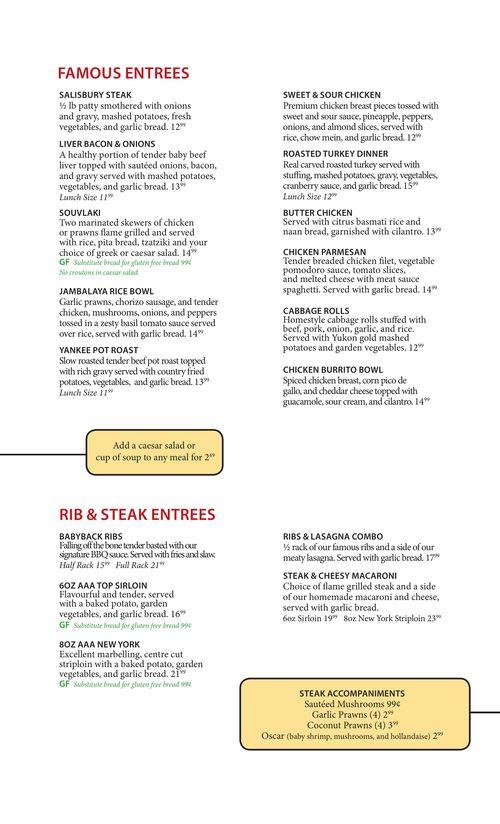 The Coquitlam Grill menu in Coquitlam, British Columbia, Canada
