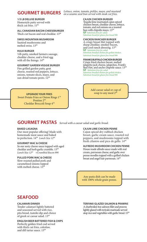 The Coquitlam Grill menu in Coquitlam, British Columbia, Canada