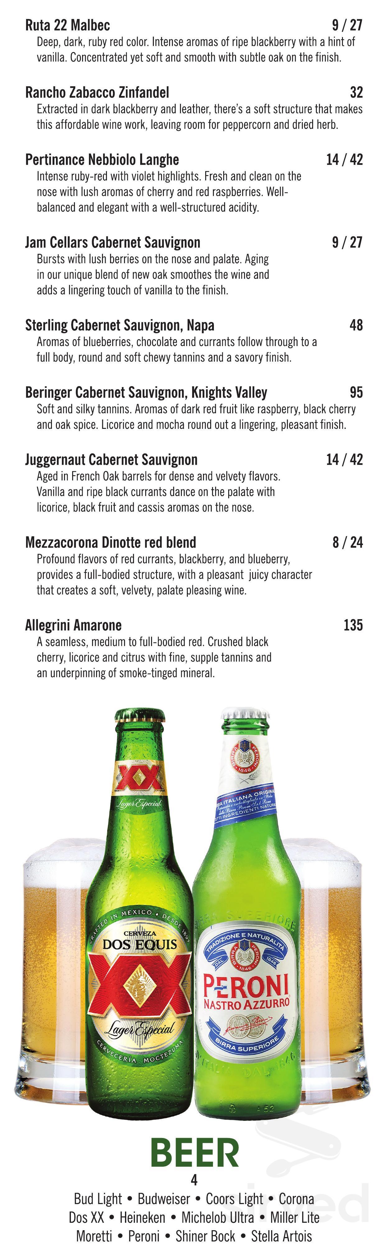 Albi's Vite Italian Kitchen menu in San Antonio, Texas, USA