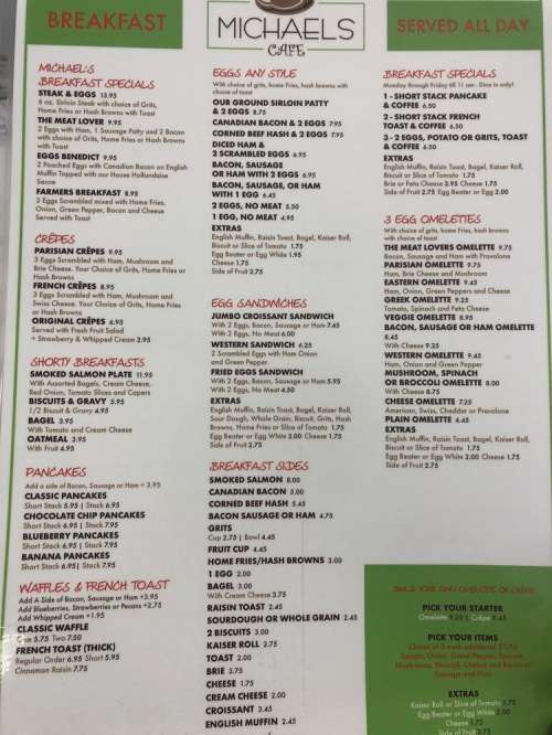 Michael's Cafe Bistro menu in Fort Lauderdale, Florida, USA
