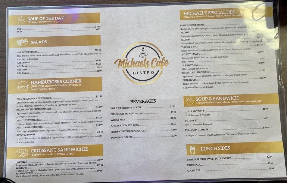 Michael's Cafe Bistro menu in Fort Lauderdale, Florida, USA