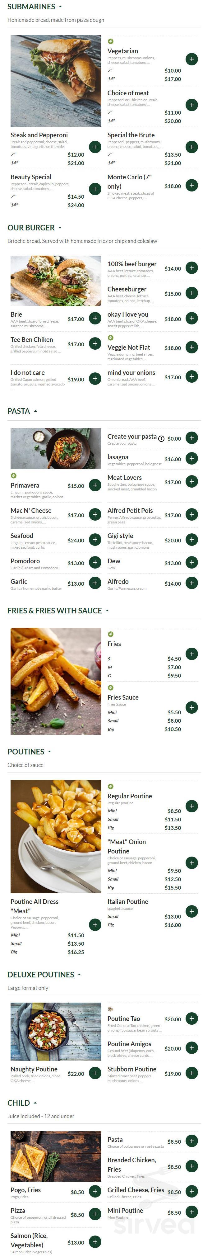 La Belle et la Brute menu in Mirabel, Quebec, Canada