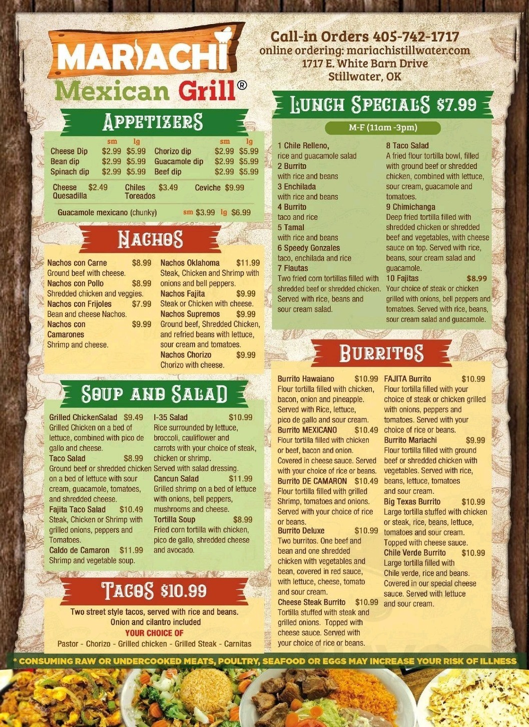 Mariachi Mexican Grill menu in Stillwater, Oklahoma, USA