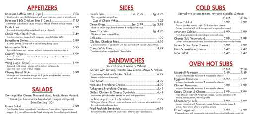 Menu for Famous Pizza & Sub Shop in Chincoteague, VA | Sirved