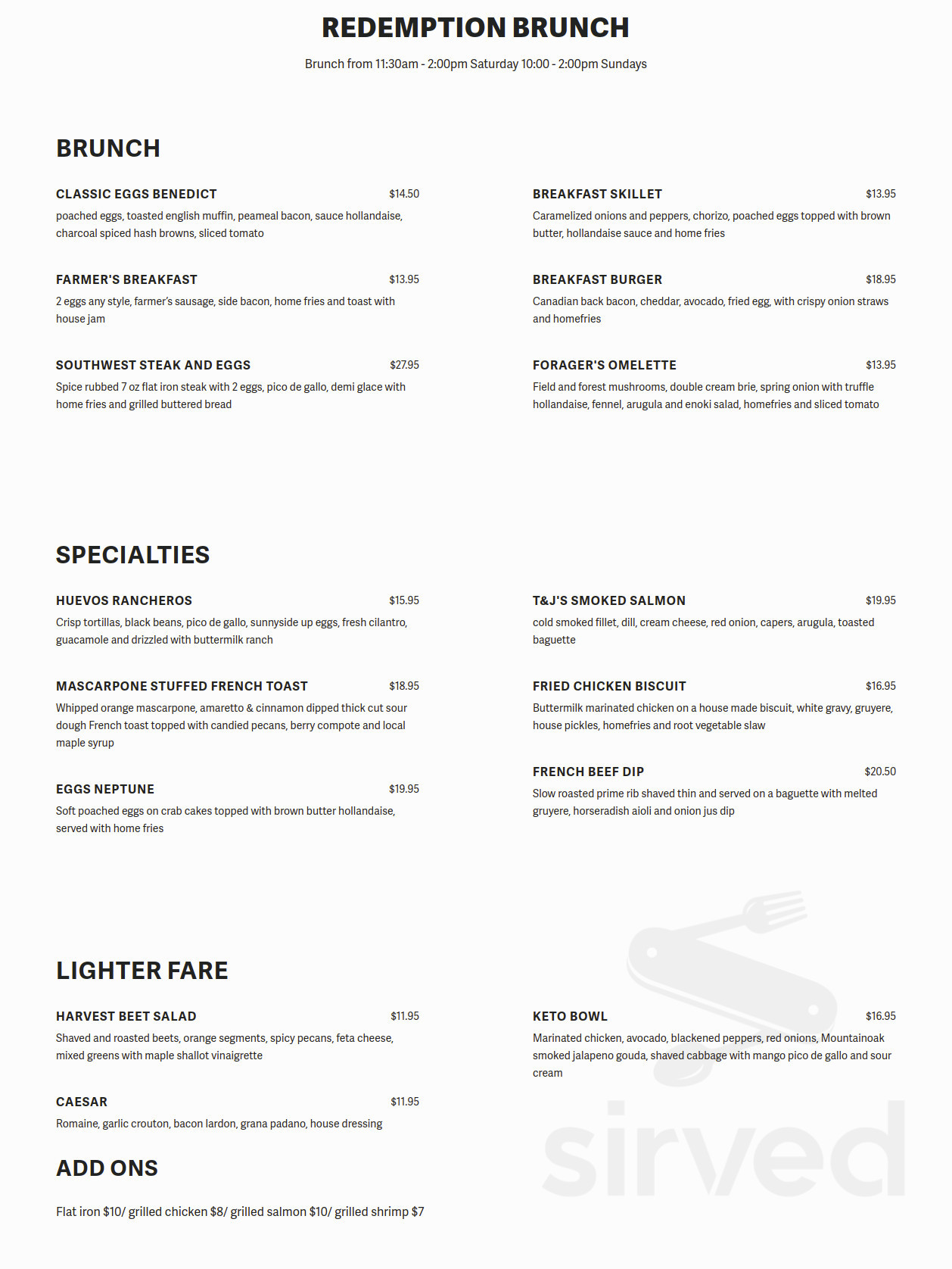 Martini's Bar & Patio menu in Kitchener, Ontario, Canada