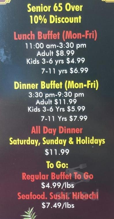 Menu for Super 6 Buffet, Inc in Missouri City, TX | Sirved