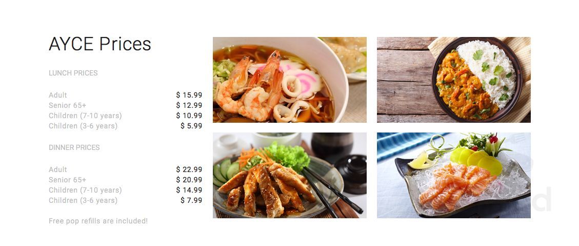 Mikado Sushi &Thai Cuisine menu in London, Ontario, Canada