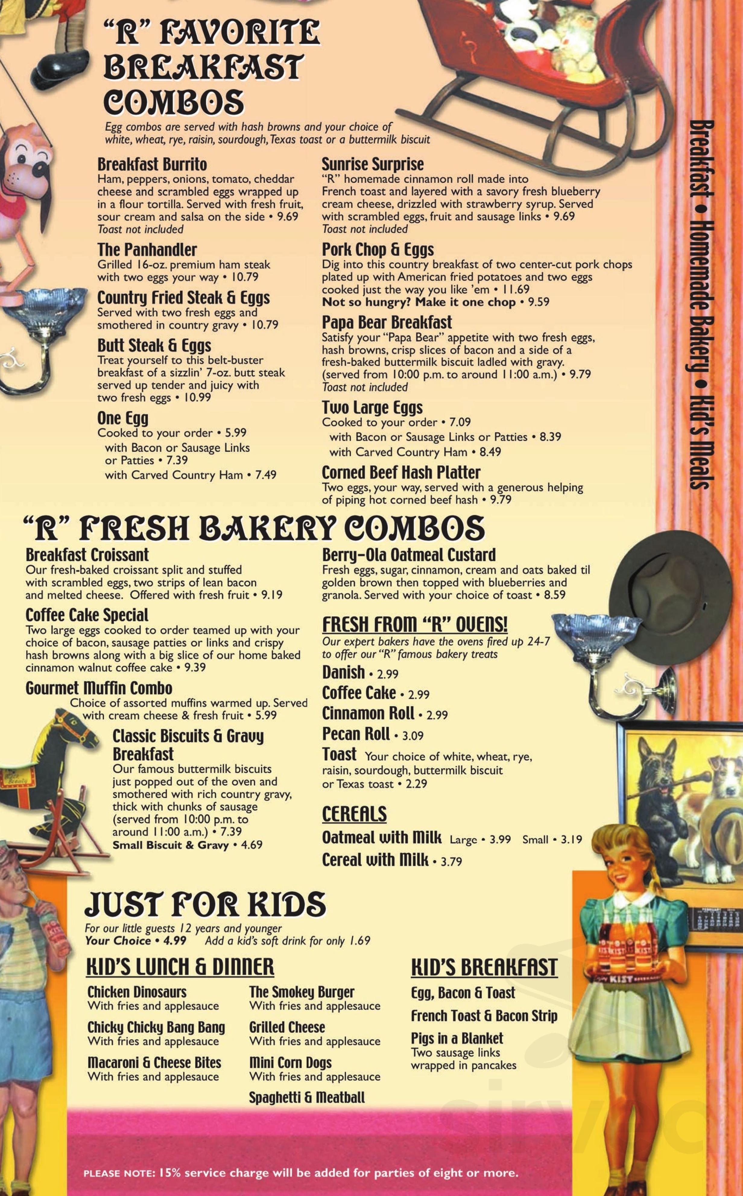 RPlace menu in Morris, Illinois, USA