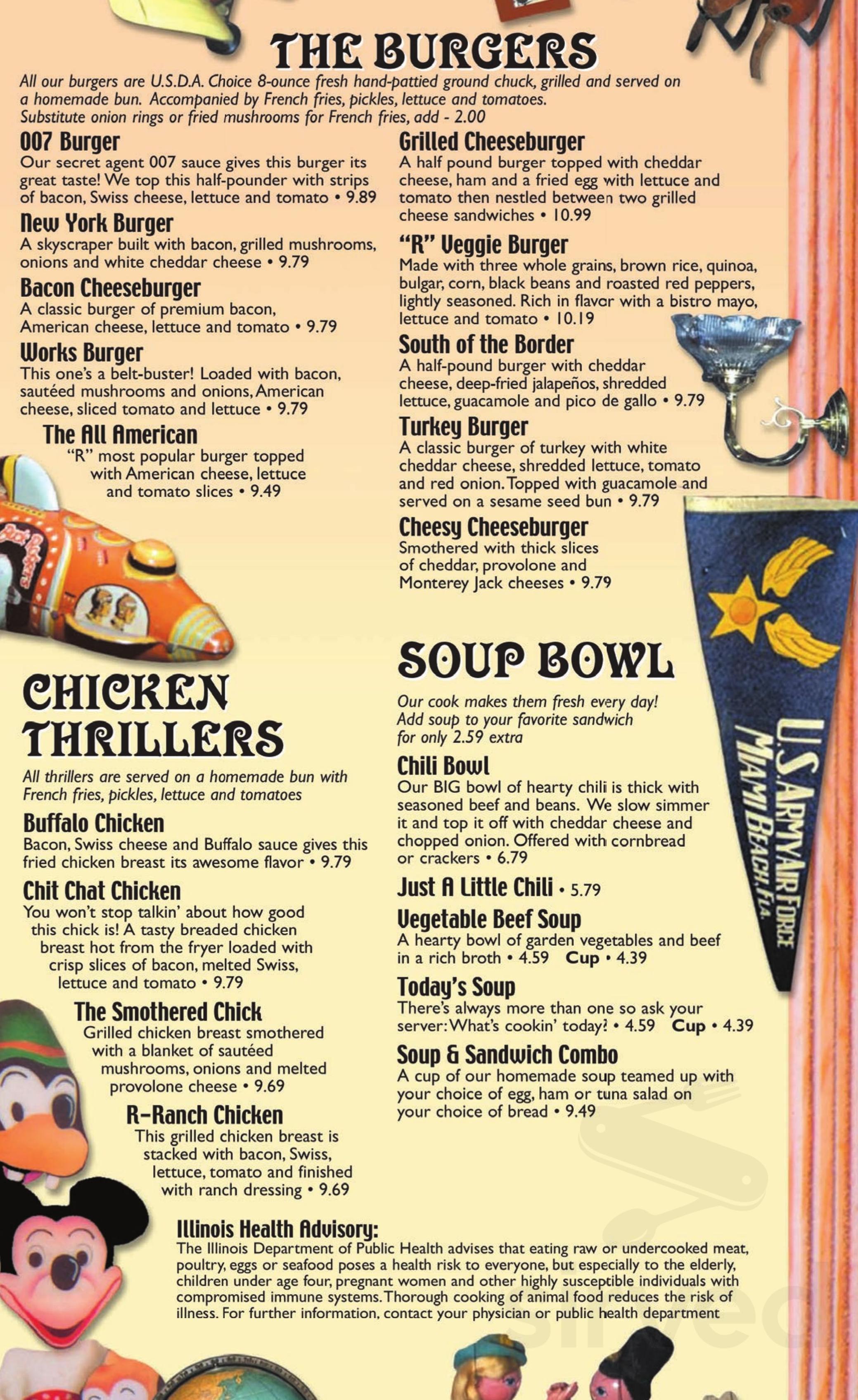 RPlace menu in Morris, Illinois, USA
