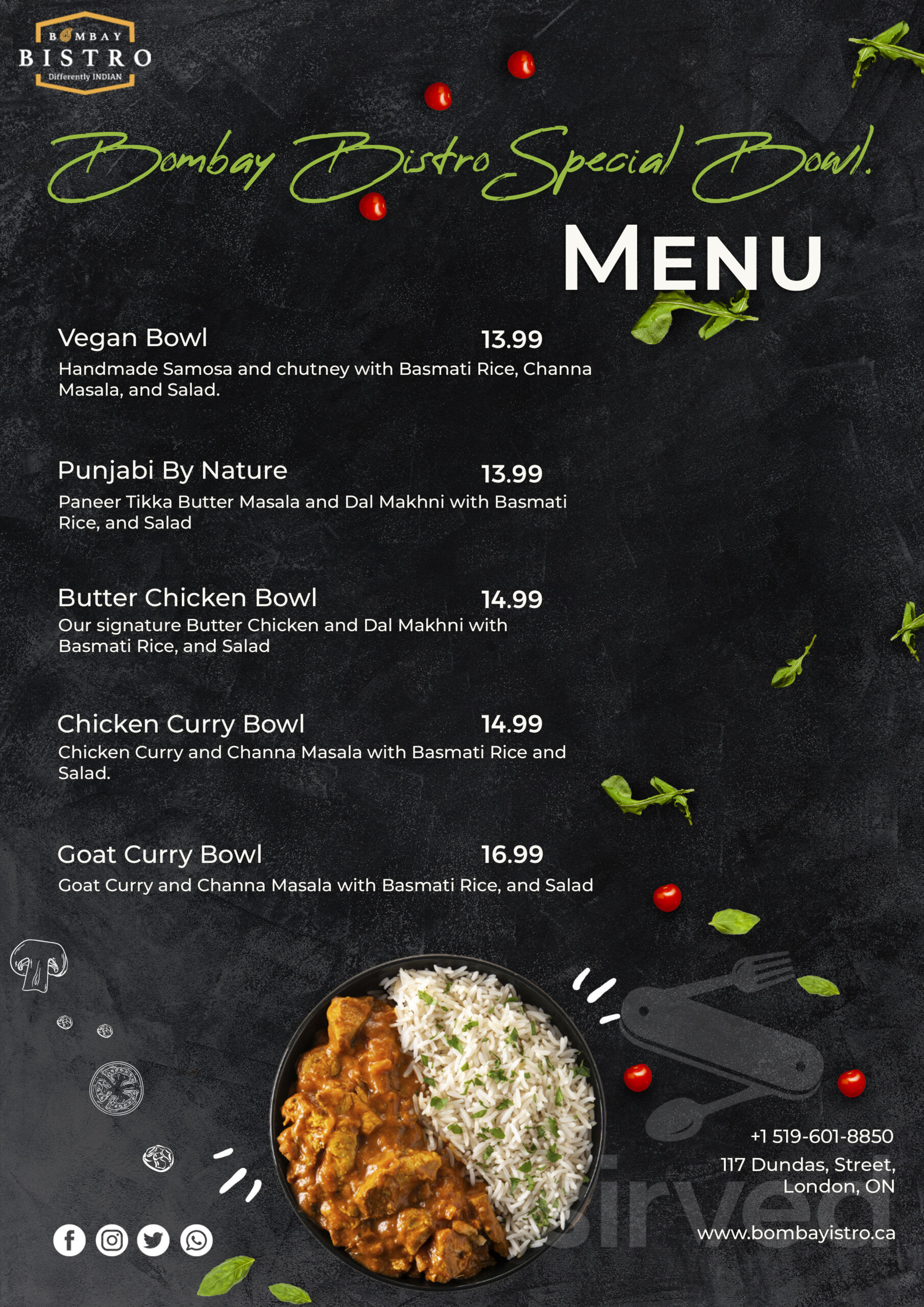 Gup Shup menus in London, Ontario, Canada
