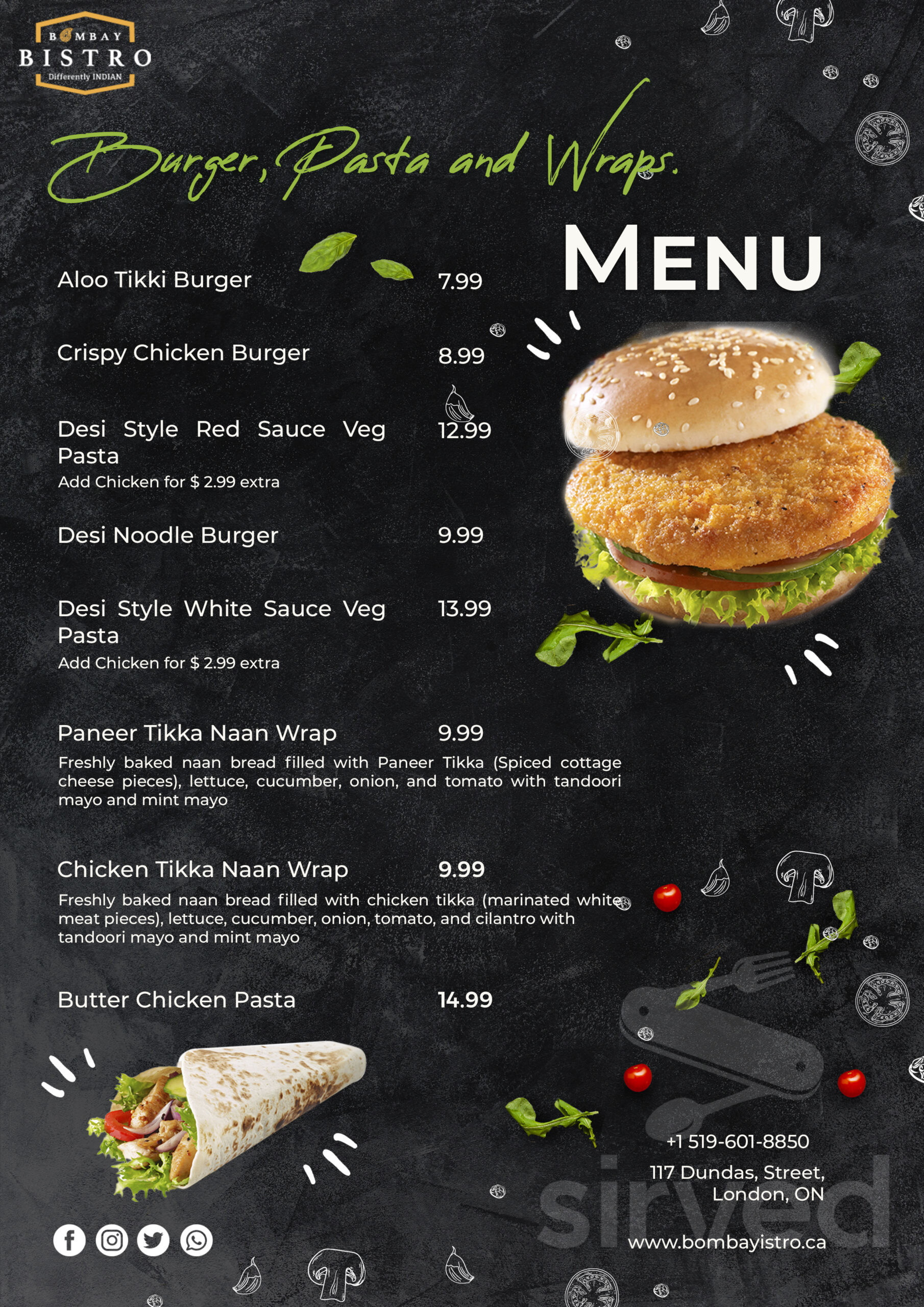 Gup Shup menus in London, Ontario, Canada