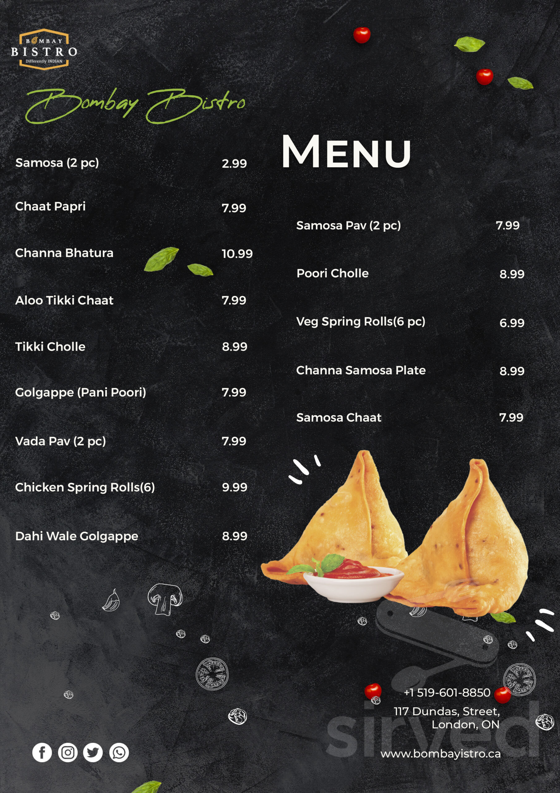 Gup Shup menus in London, Ontario, Canada