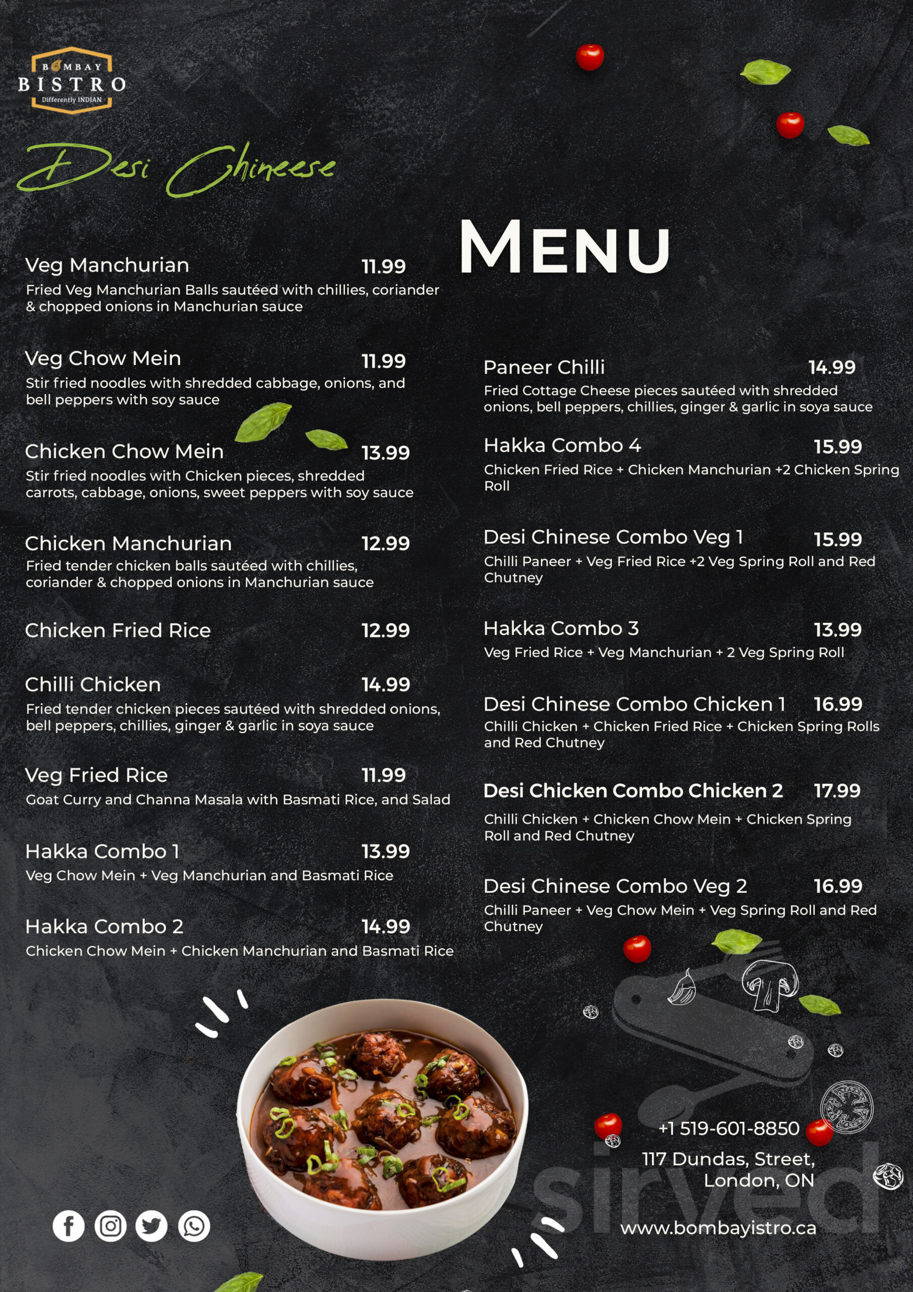 Gup Shup menus in London, Ontario, Canada