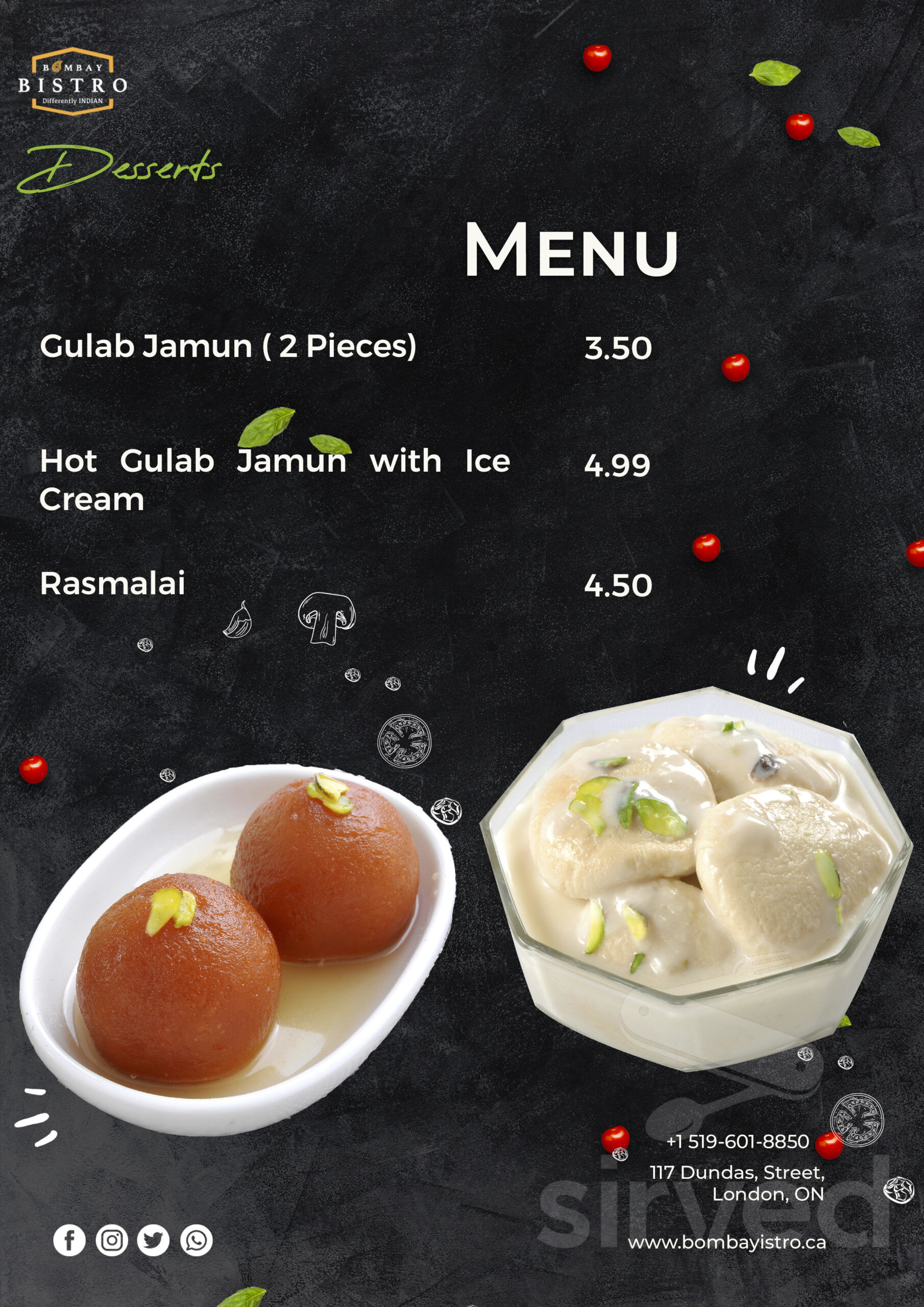 Gup Shup menus in London, Ontario, Canada