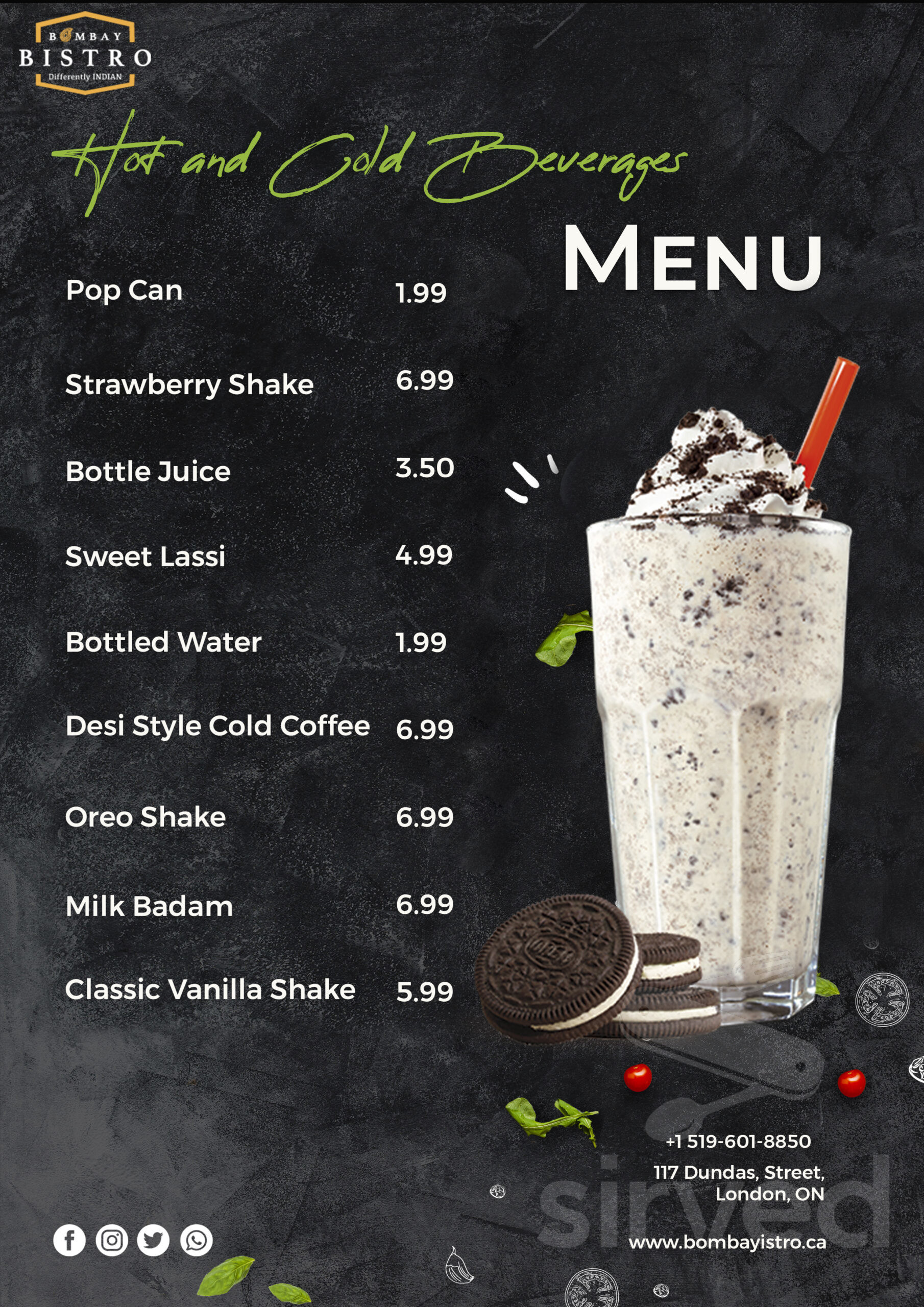 Gup Shup menus in London, Ontario, Canada