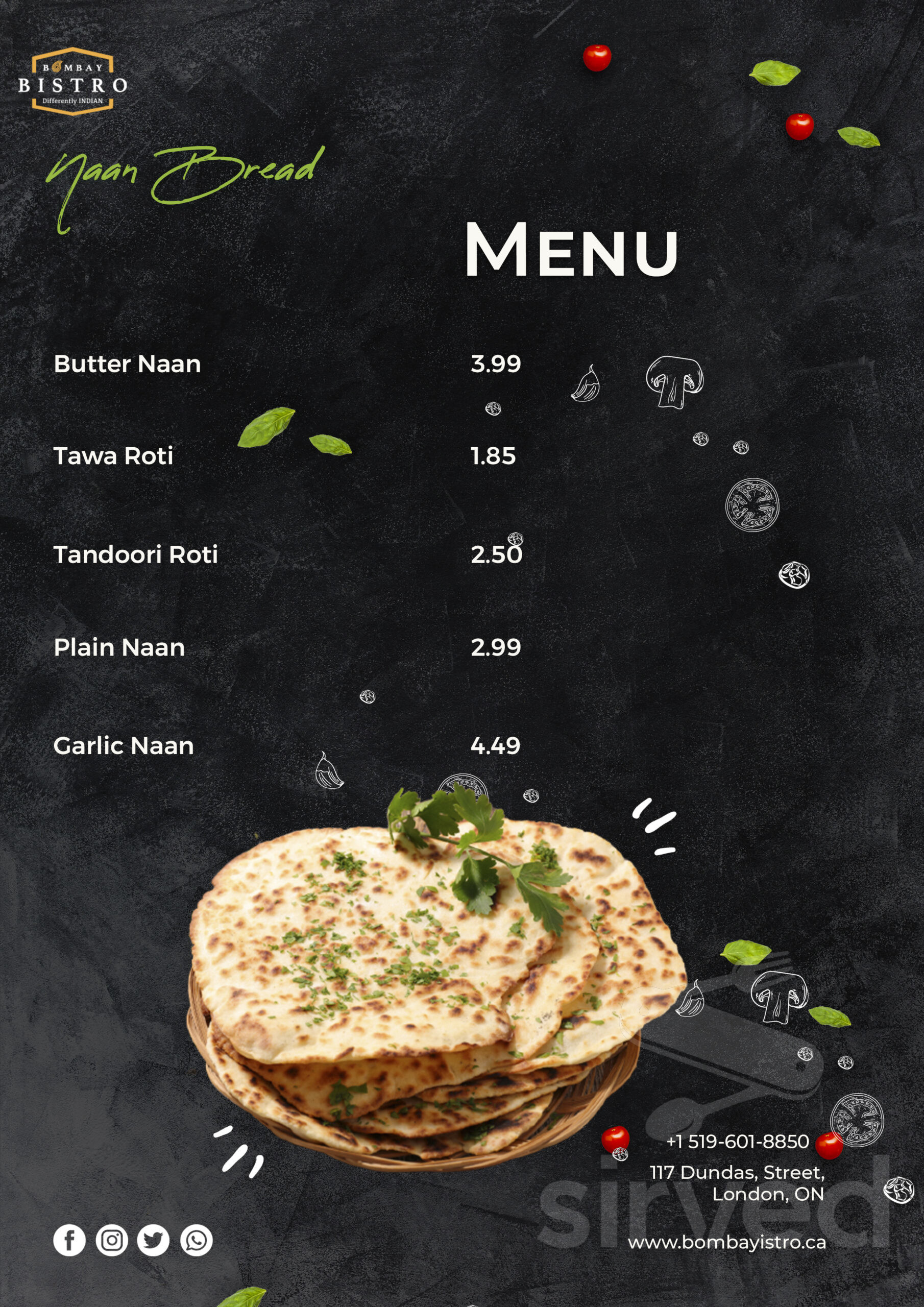 Gup Shup menus in London, Ontario, Canada
