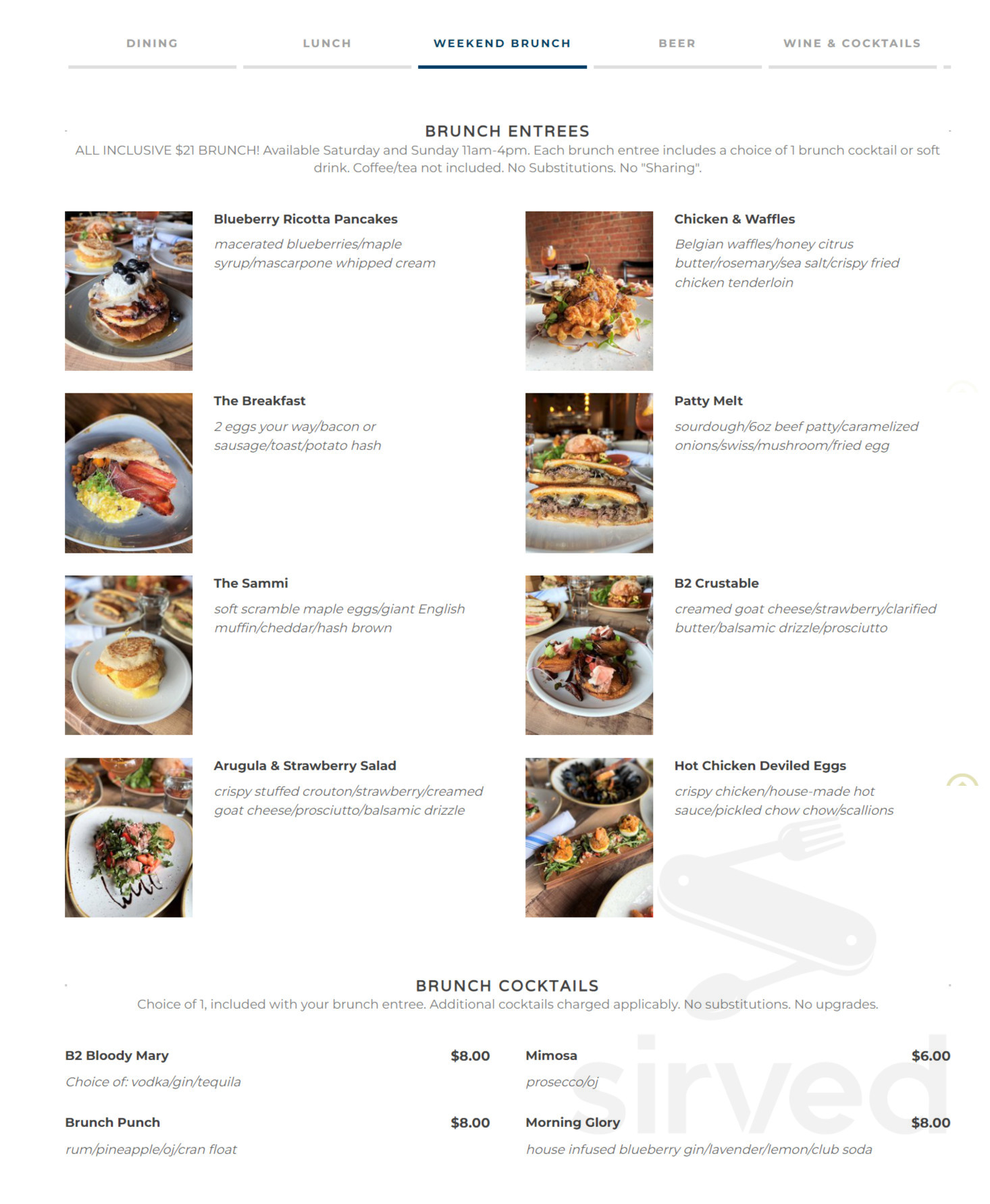 Menu for B2 Bistro + Bar in Red Bank, NJ | Sirved