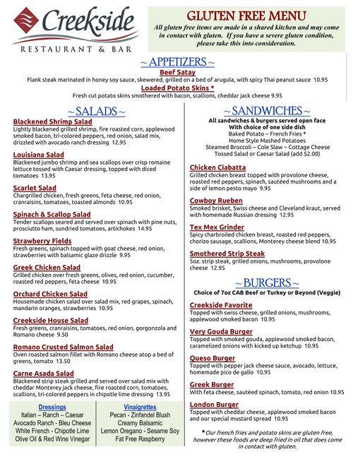 Creekside Restaurant & Bar menu in Brecksville, Ohio, USA