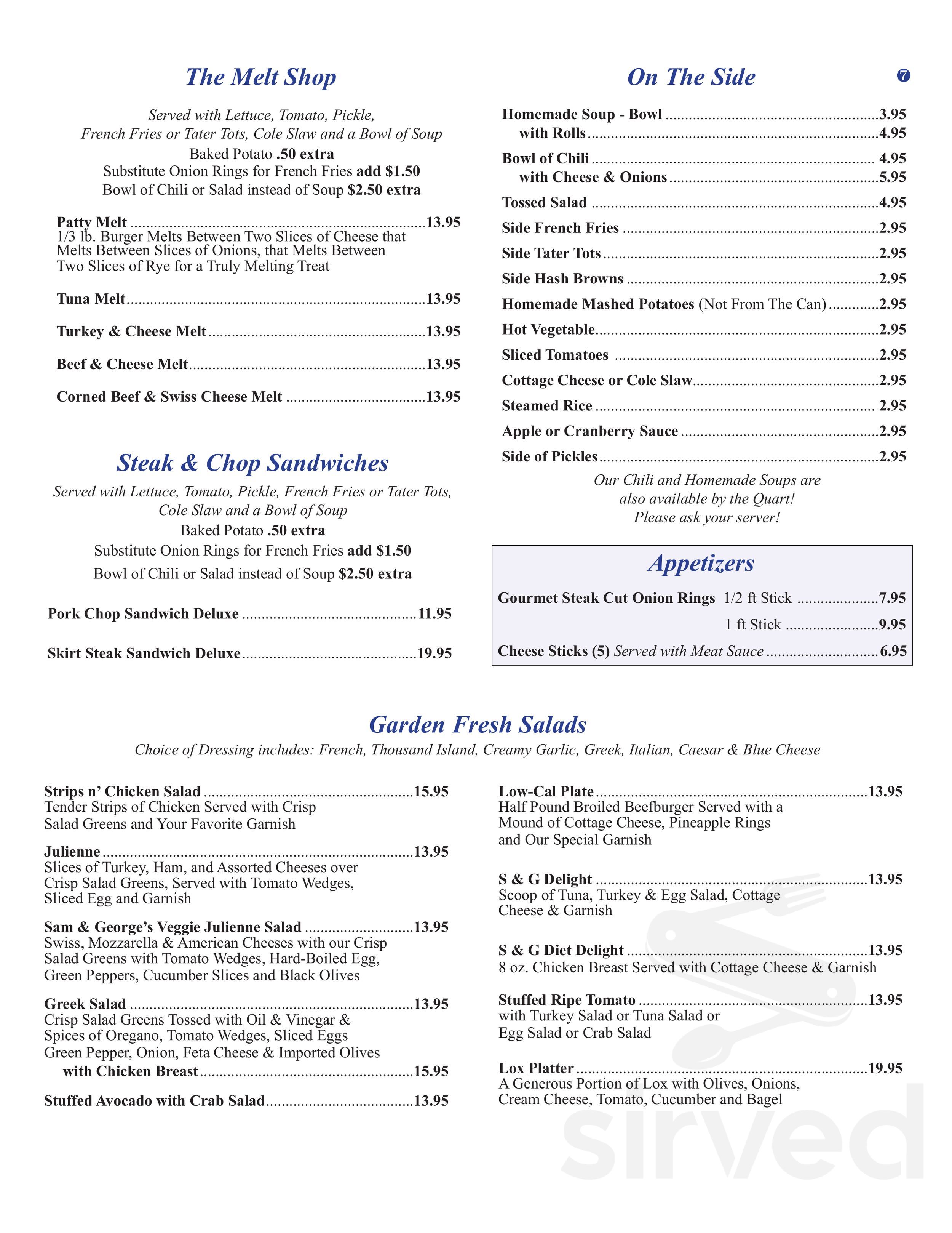 S&G Restaurant menu in Chicago, Illinois, USA