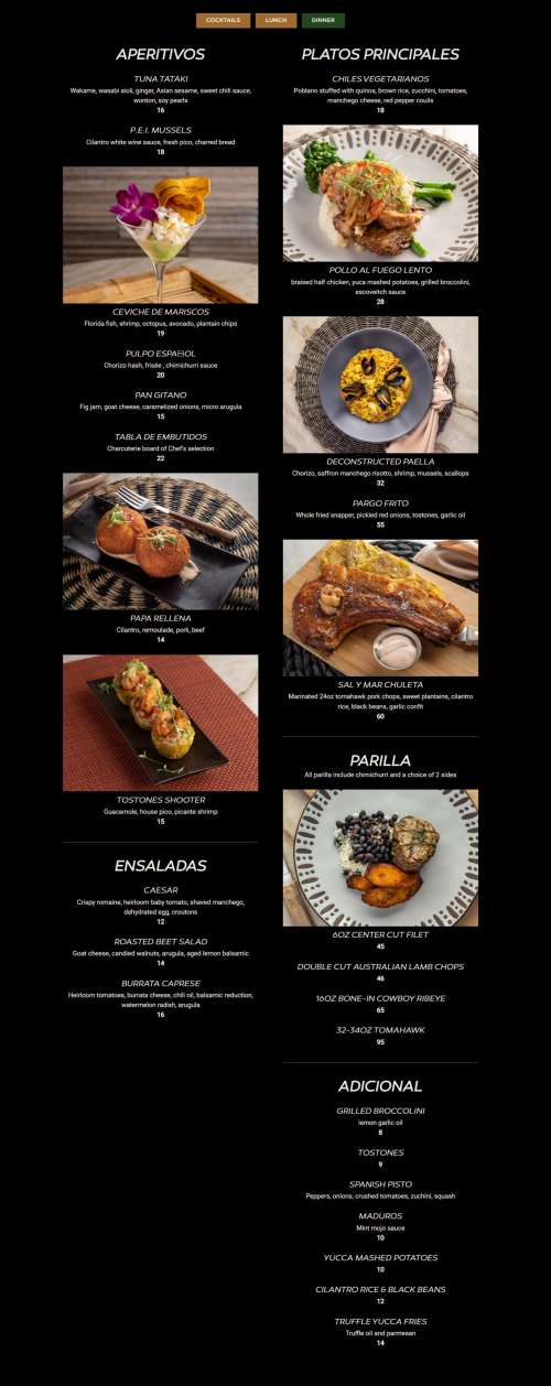 Sal Y Mar menu in Tampa, Florida, USA