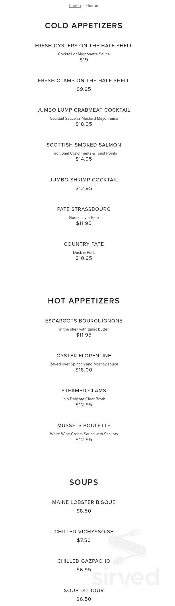 The French Gazebo FKA Kathy's Gazebo Cafe menu in Boca Raton, Florida, USA