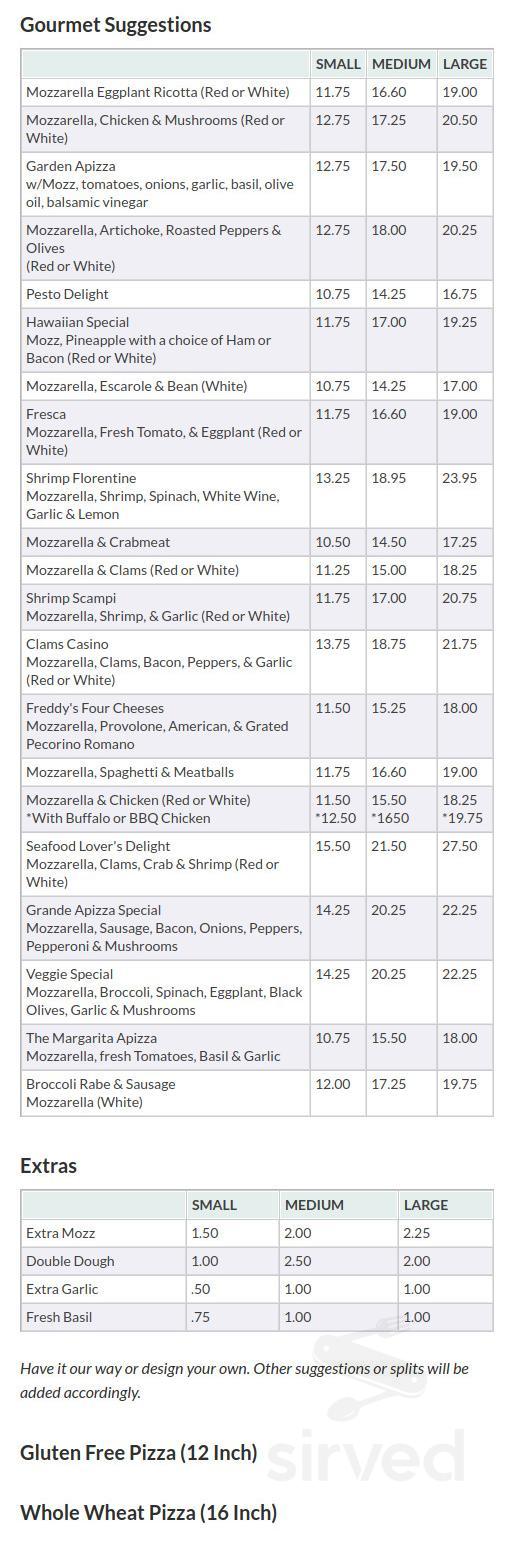 Menu - Clinton CT's Grand Apizza Shoreline Inc | Sirved