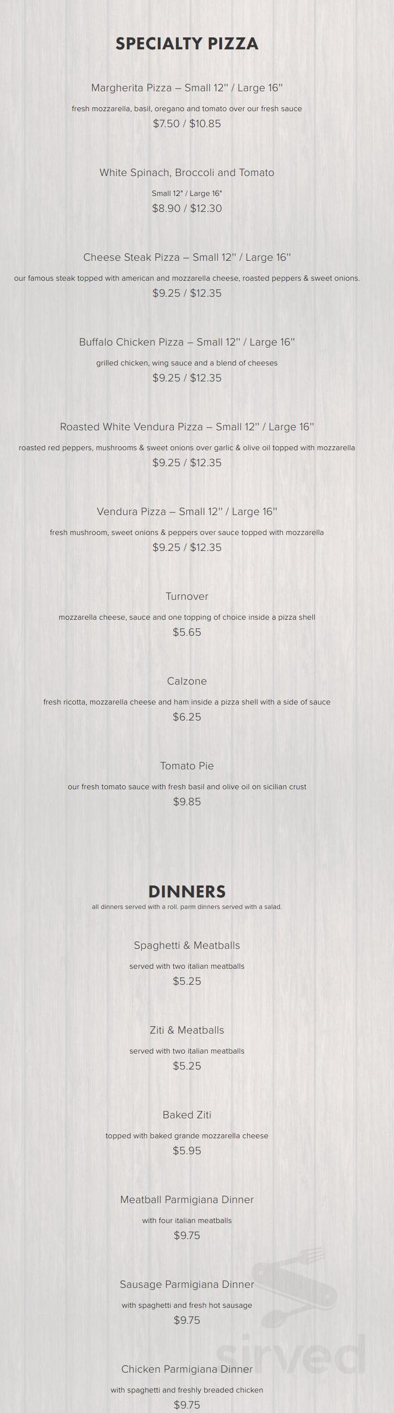 Yellow Submarine menu in Maple Shade, New Jersey, USA