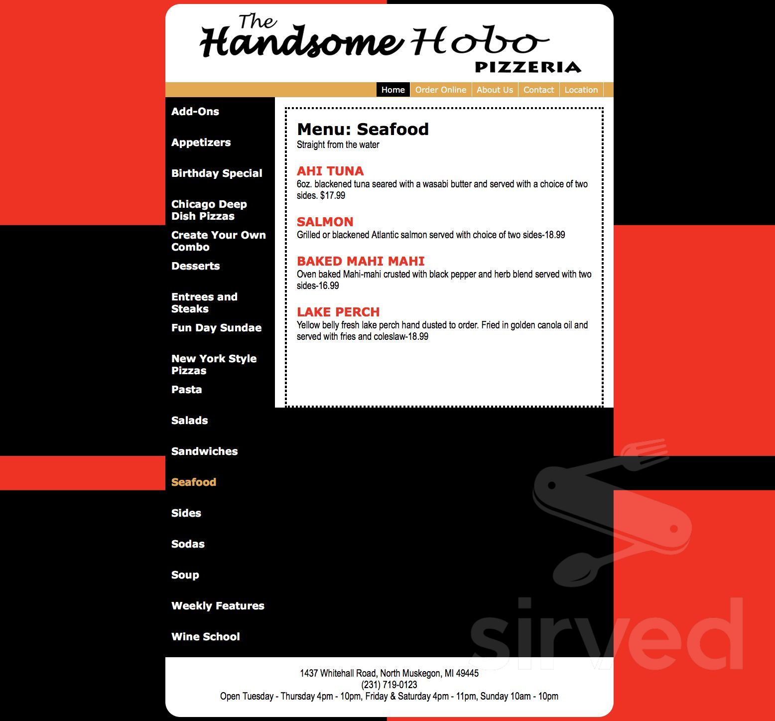 Menu - Muskegon MI's The Handsome Hobo Restaurant & Bar | Sirved