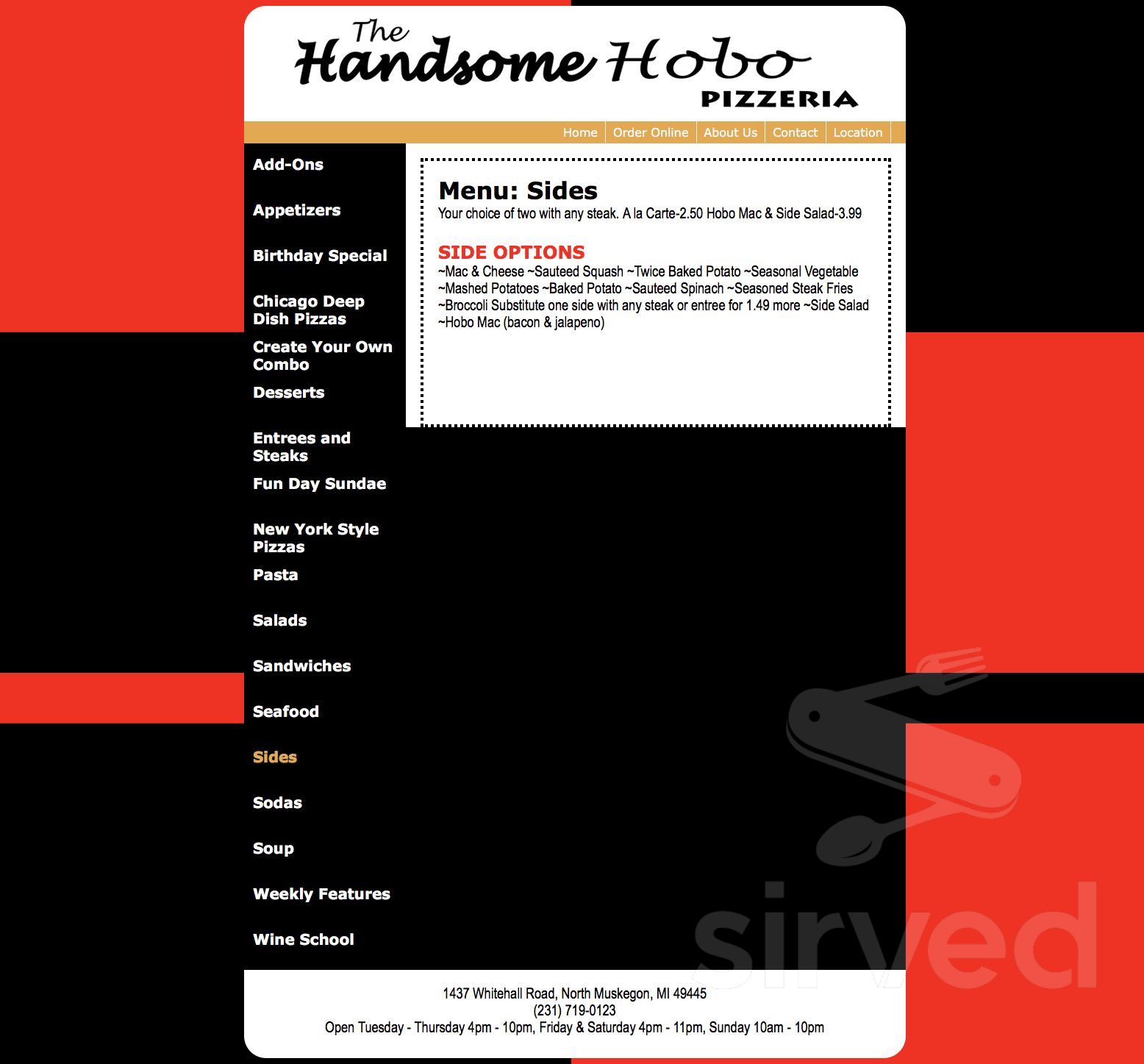 Menu - Muskegon MI's The Handsome Hobo Restaurant & Bar | Sirved