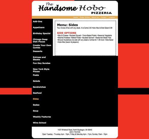 The Handsome Hobo Restaurant & Bar menu in Muskegon, Michigan, USA