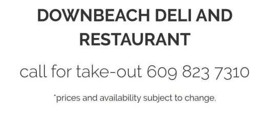 Menu for Downbeach Deli and Restaurant in Margate City, NJ | Sirved