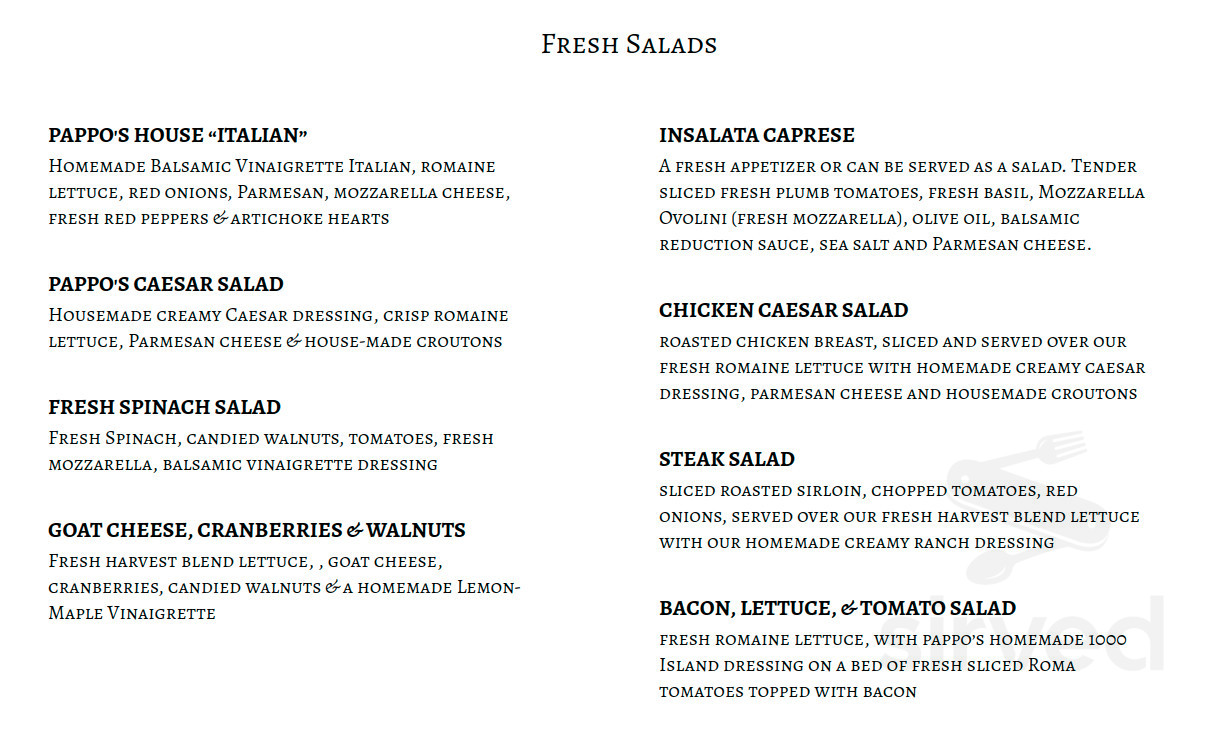 PaPPo's Pizzeria South Springfield menu in Springfield, Missouri, USA