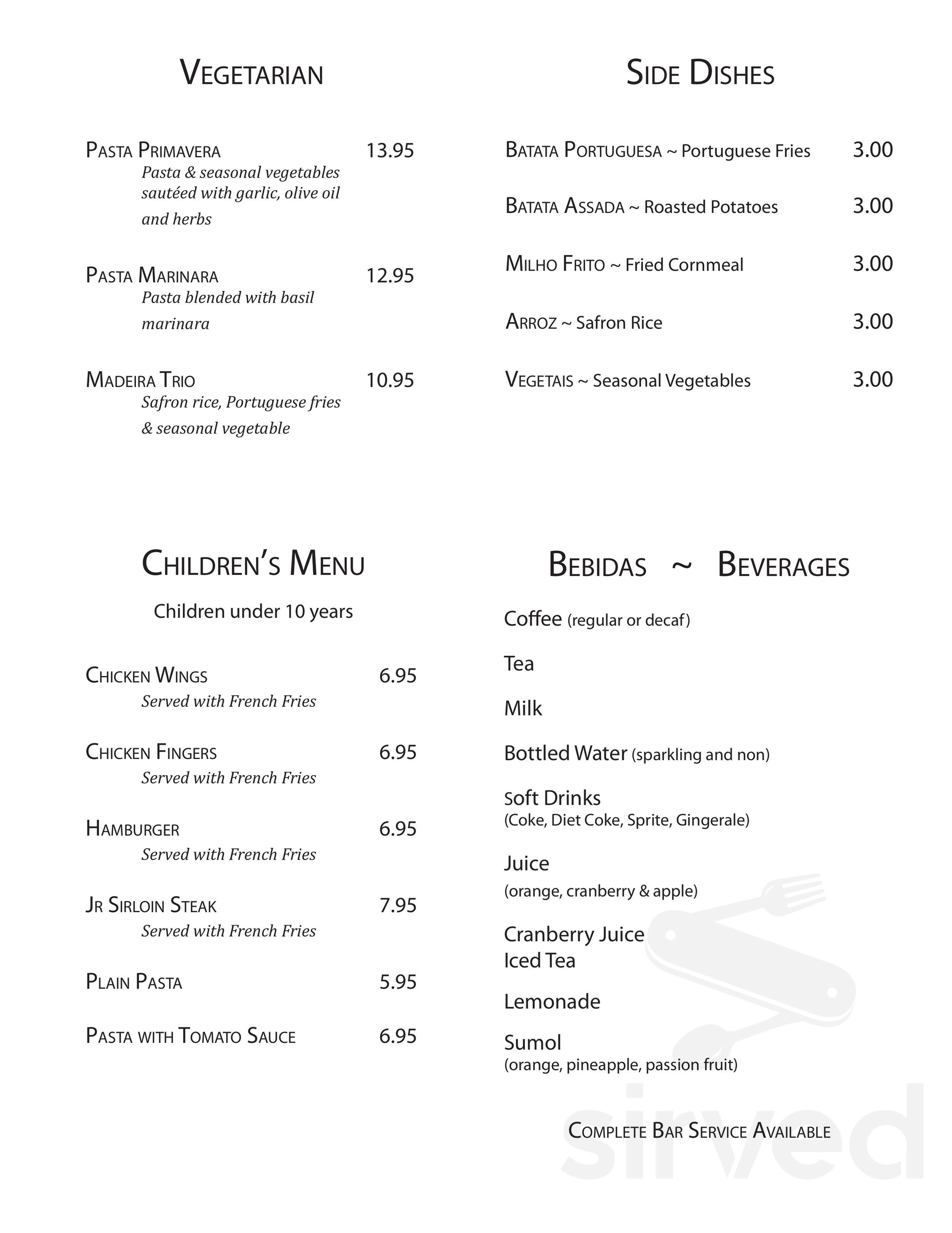 Madeira Restaurant menus in East Providence, Rhode Island, United States