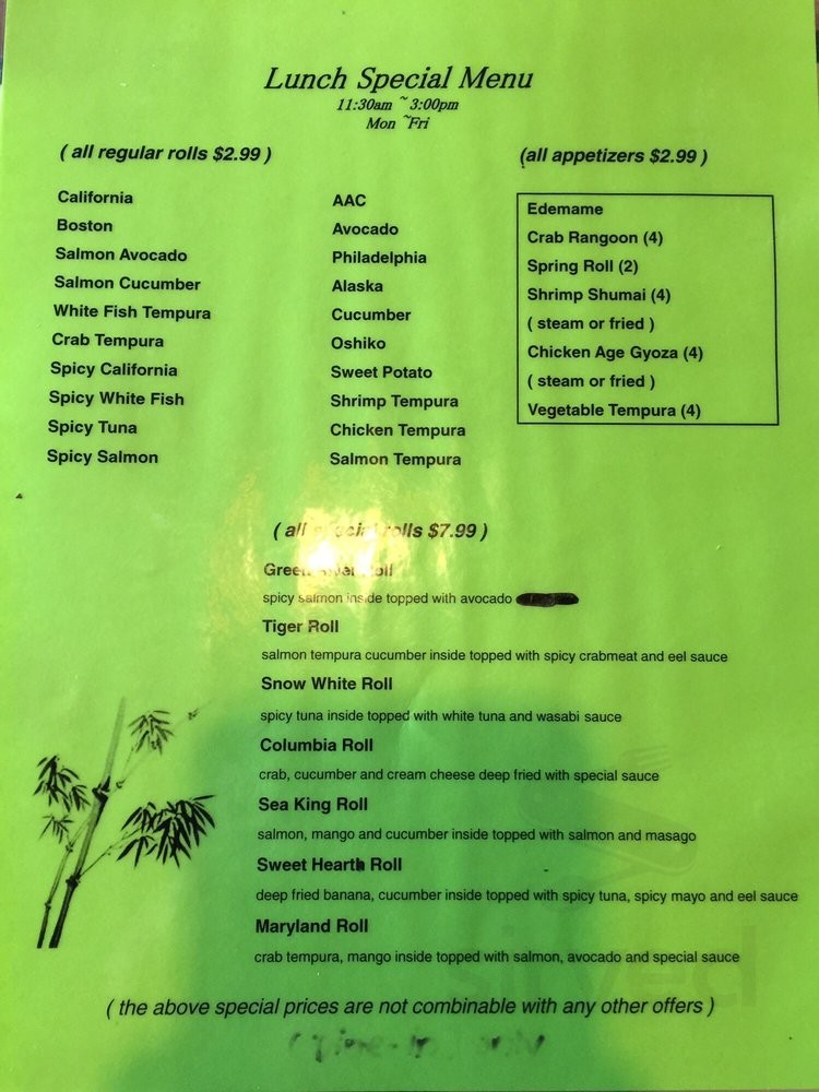 Koto Sake Japanese Steak House and Sushi menu in Columbia, Maryland, USA