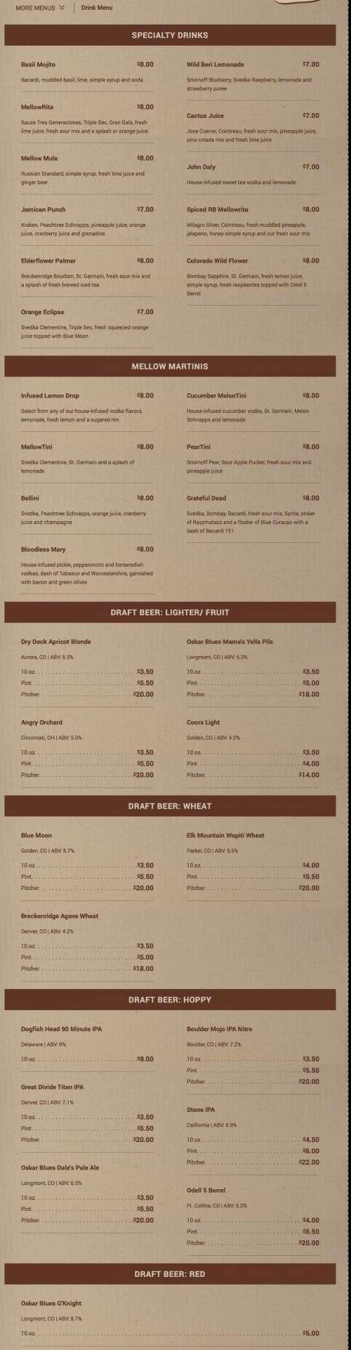 Mellow Mushroom menu in Montgomery, Alabama, USA