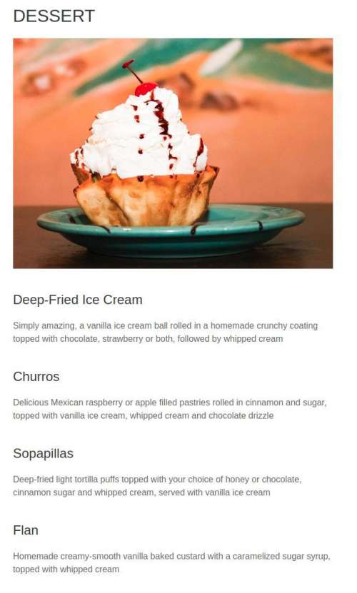 Casa Ramos Méxican Restaurant menu in Mt Shasta, California, USA