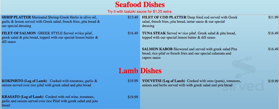Athens Grill menus in Lowell, Indiana, United States