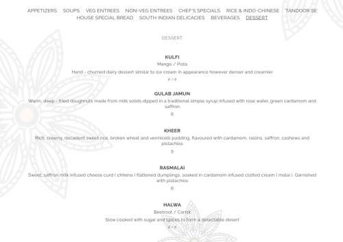 Amber Spice menu in Laurel, Maryland, USA