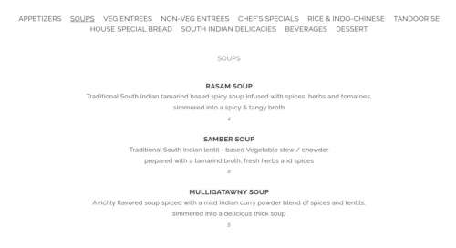 Amber Spice menu in Laurel, Maryland, USA