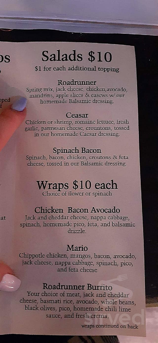 ROADRUNNER GRILL menus in Cottonwood, California, United States