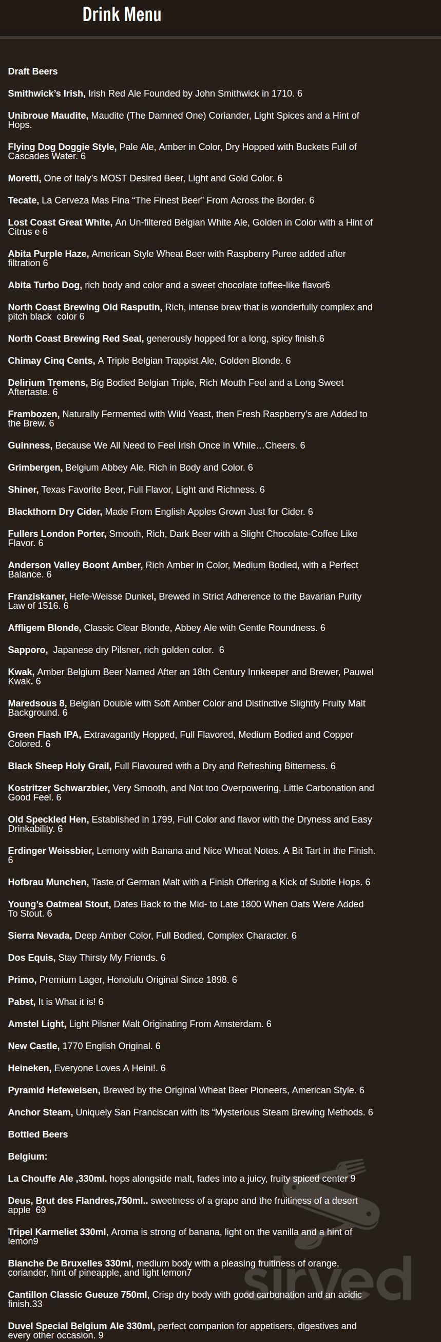 Menu - Los Angeles CA's 1739 Public House | Sirved