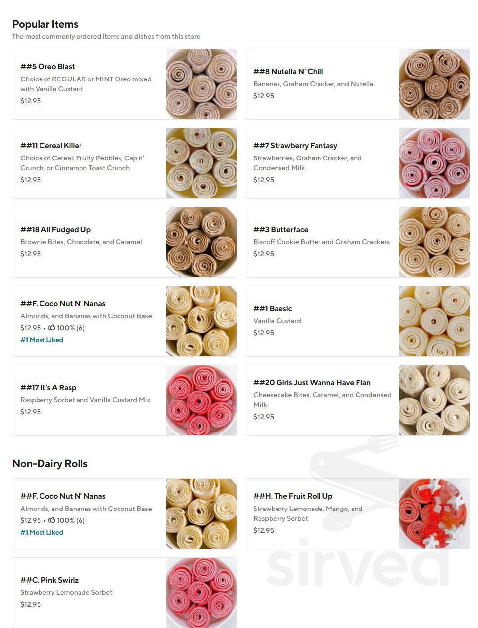 ICICLES menu in Pleasanton, California, USA