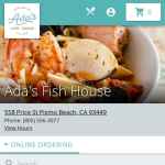 Ada's Fish House menu in Pismo Beach, California, USA