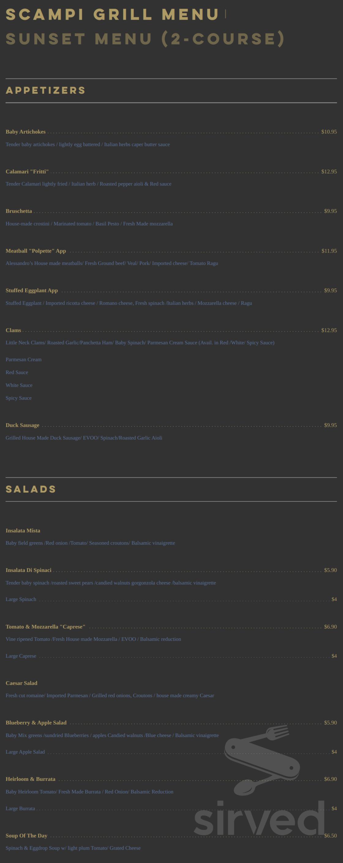 Scampi Grill menu in Vero Beach, Florida, USA