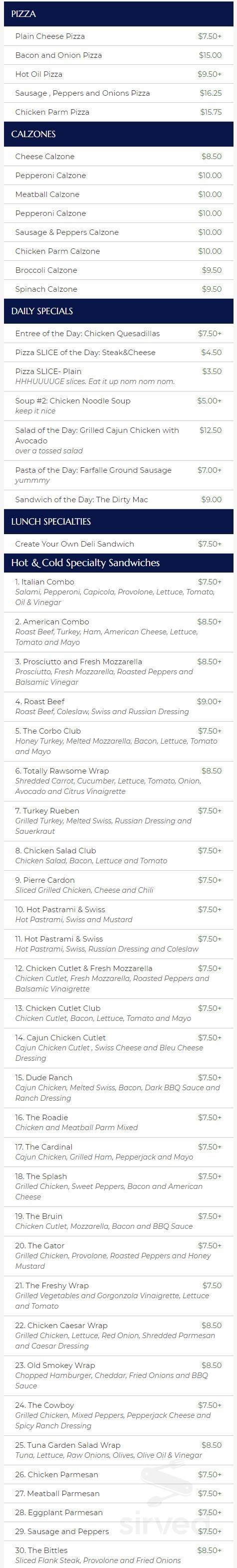 Corbo's Southside Deli menu in Stamford, Connecticut, USA