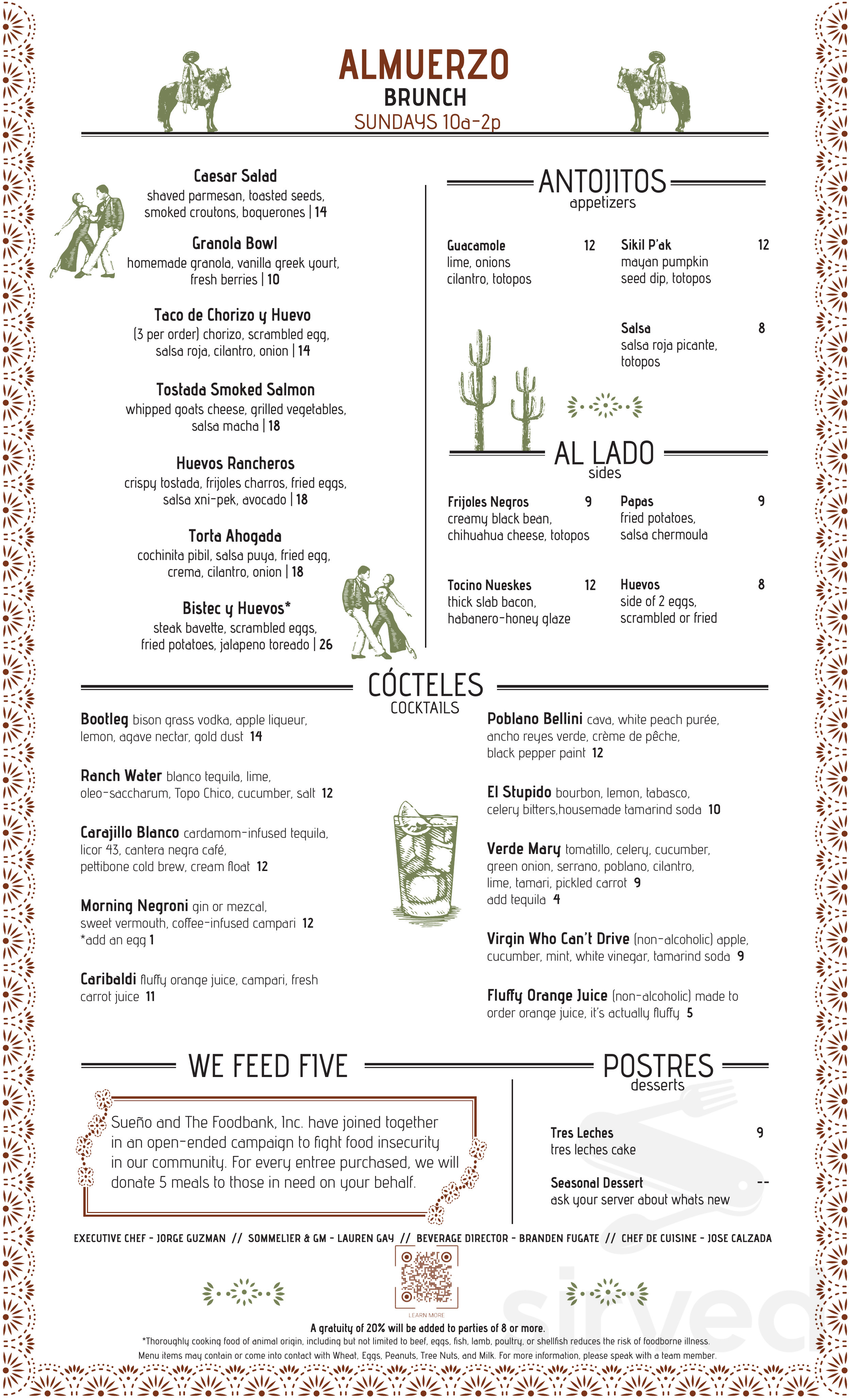 Menu for Sueño in Dayton, OH | Sirved