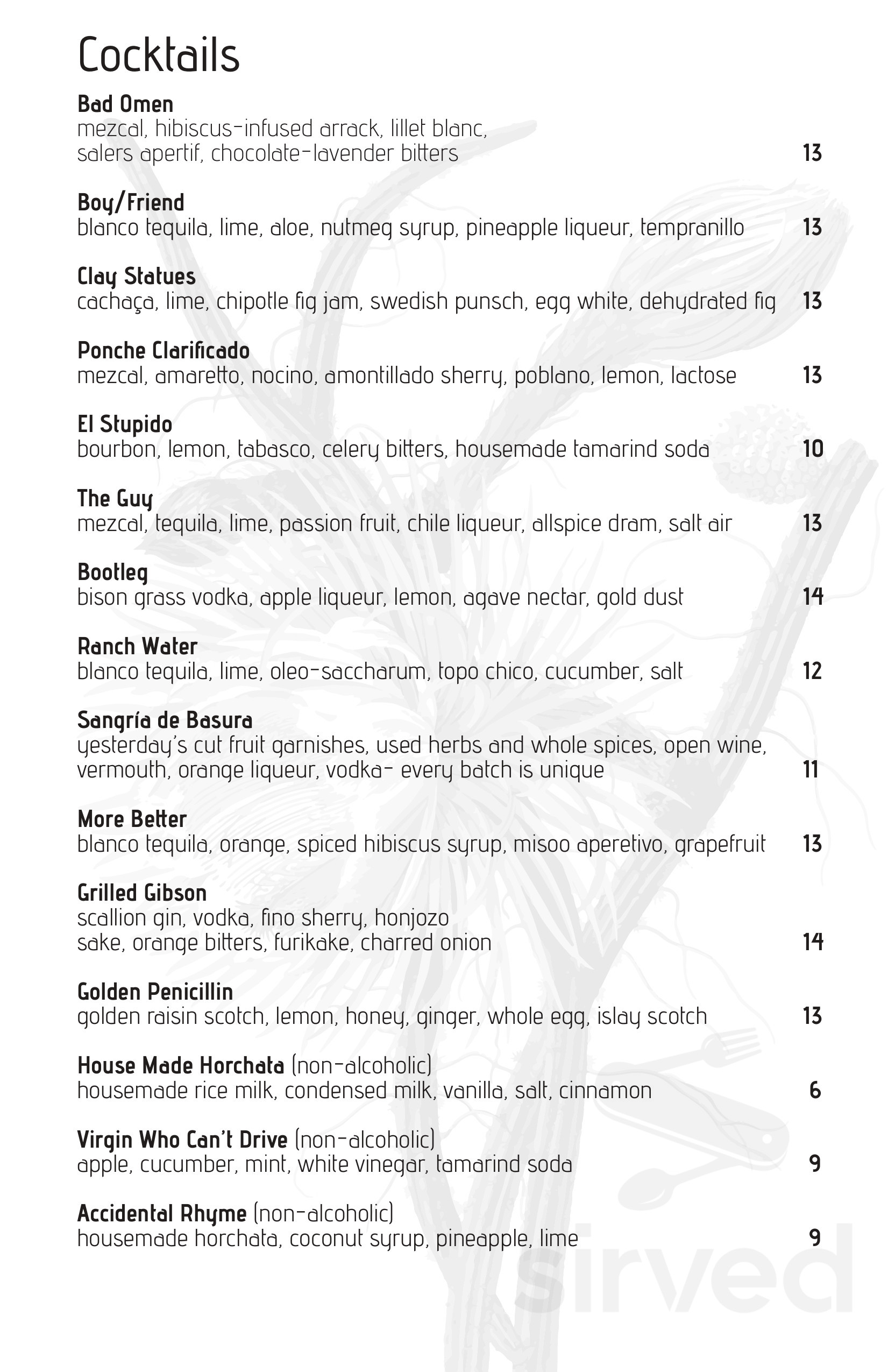 Menu for Sueño in Dayton, OH | Sirved